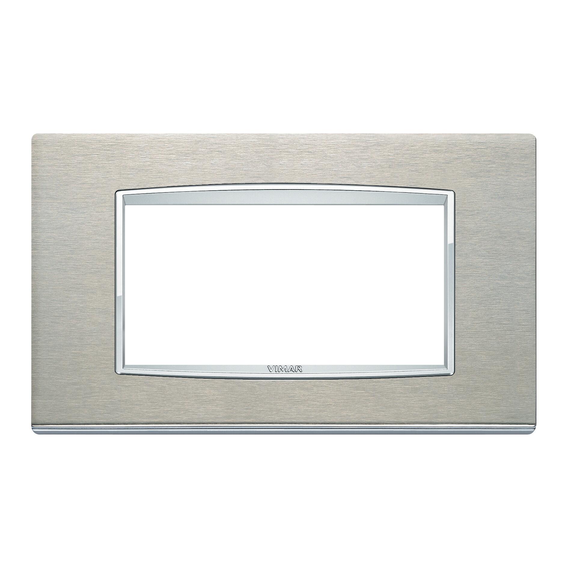 Placca Eikon VIMAR 4 moduli naturale spazzolato | Leroy Merlin