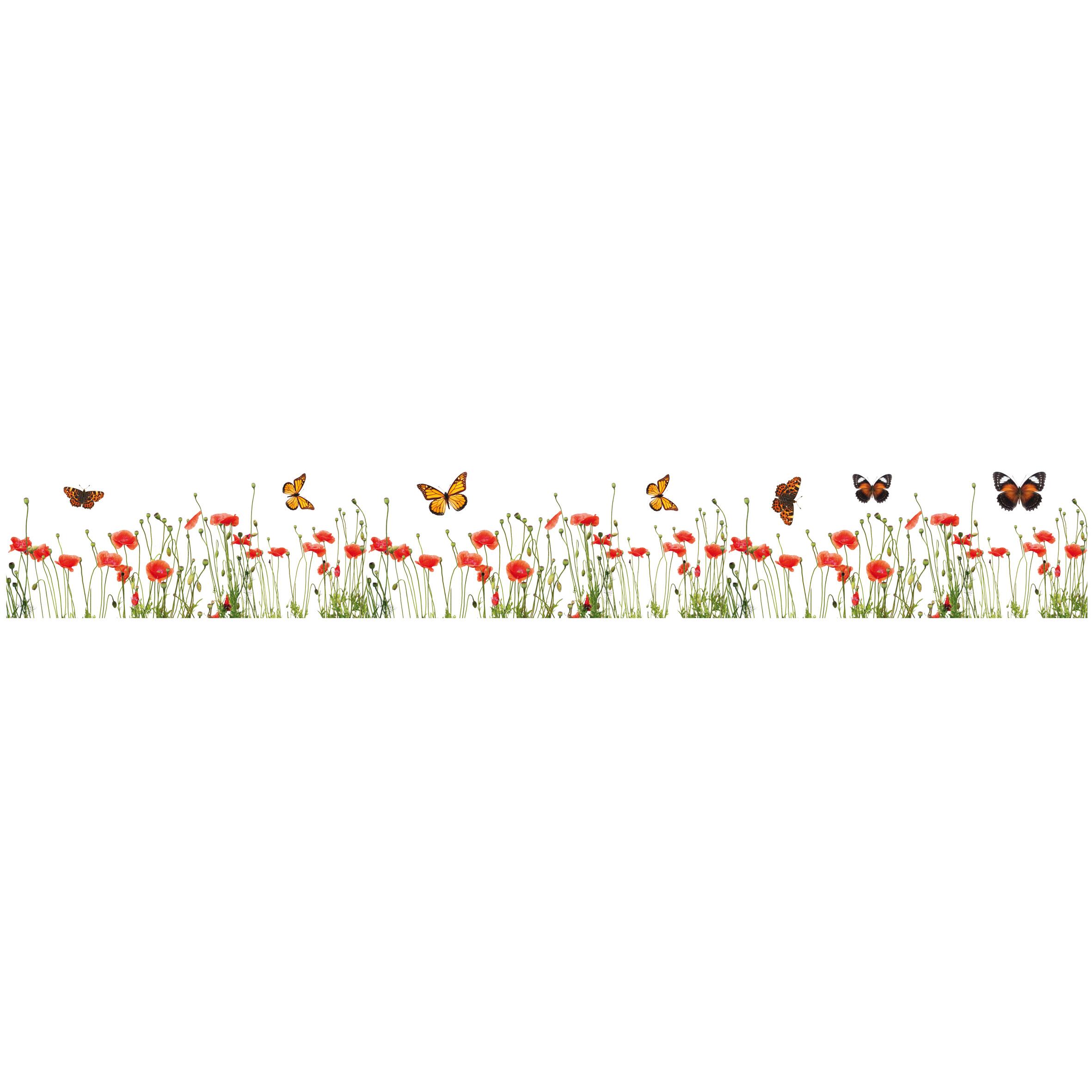 Sticker Roll Decor Poppies & Butterflies 200x30 cm multicolore | Leroy ...