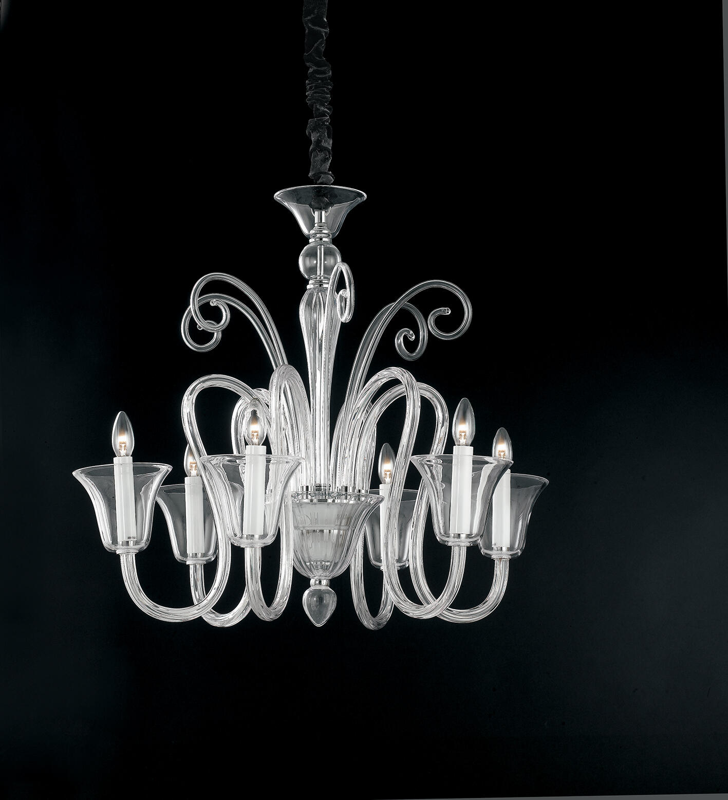 Lampadario Neoclassico Palace cromo in vetro, 6 luci, LUCE AMBIENTE ...