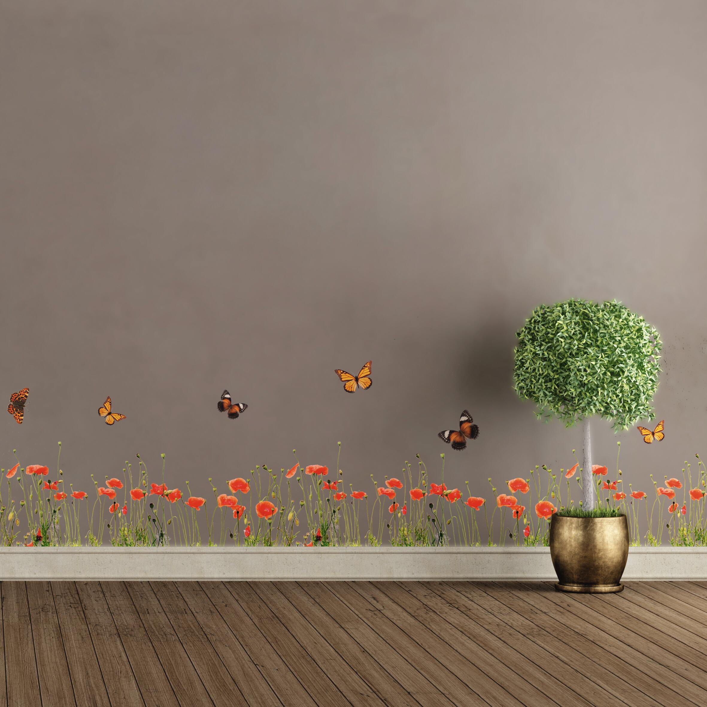 Sticker Roll Decor Poppies & Butterflies 200x30 cm multicolore | Leroy ...