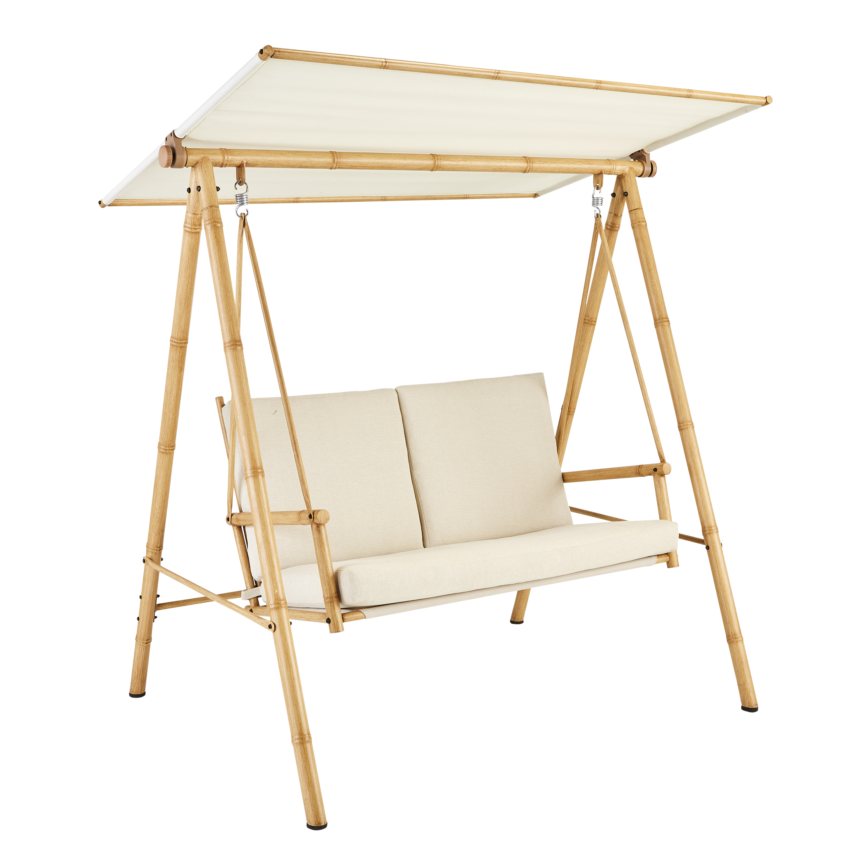 Dondolo 2 posti NATERIAL in acciaio, cuscini in poliestere beige ...