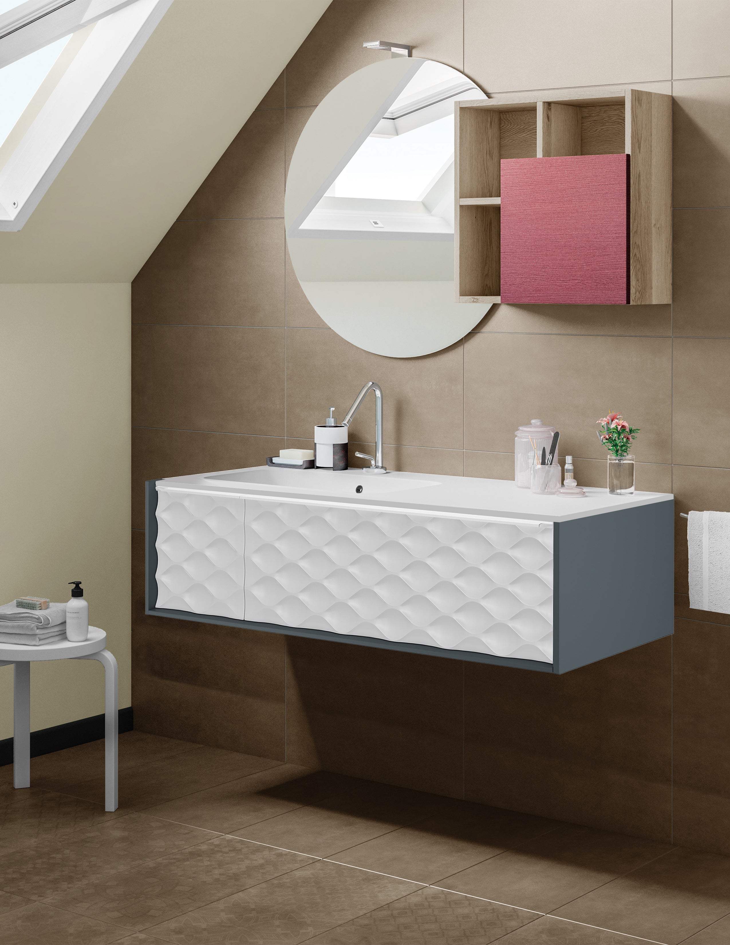 Mobile bagno Neo frame grigio scuro/bianco L 120 cm | Leroy Merlin