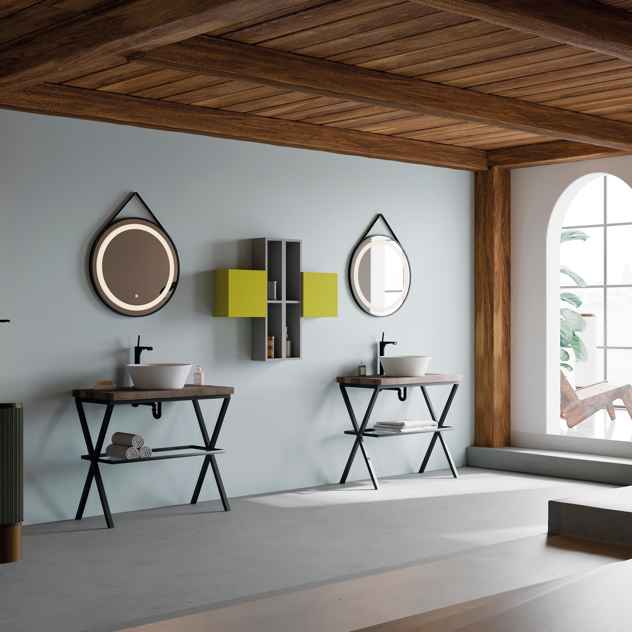 Mobile bagno Kros rovere fossile/nero L 80 cm | Leroy Merlin
