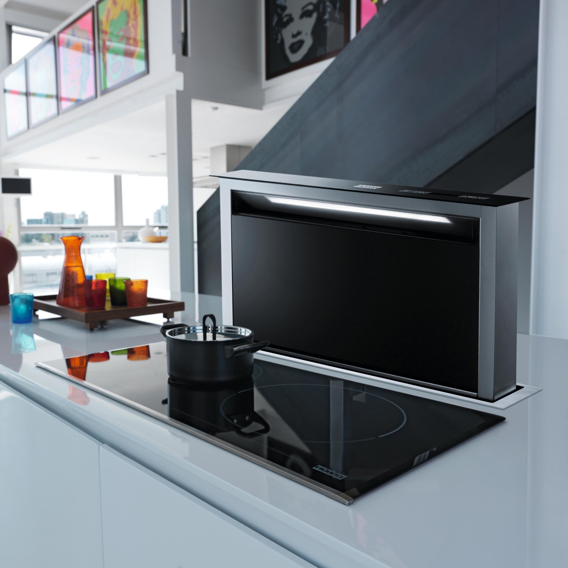 Cappa a incasso Down Draft FDW 908 IB XS FRANKE cristallo nero e inox L ...