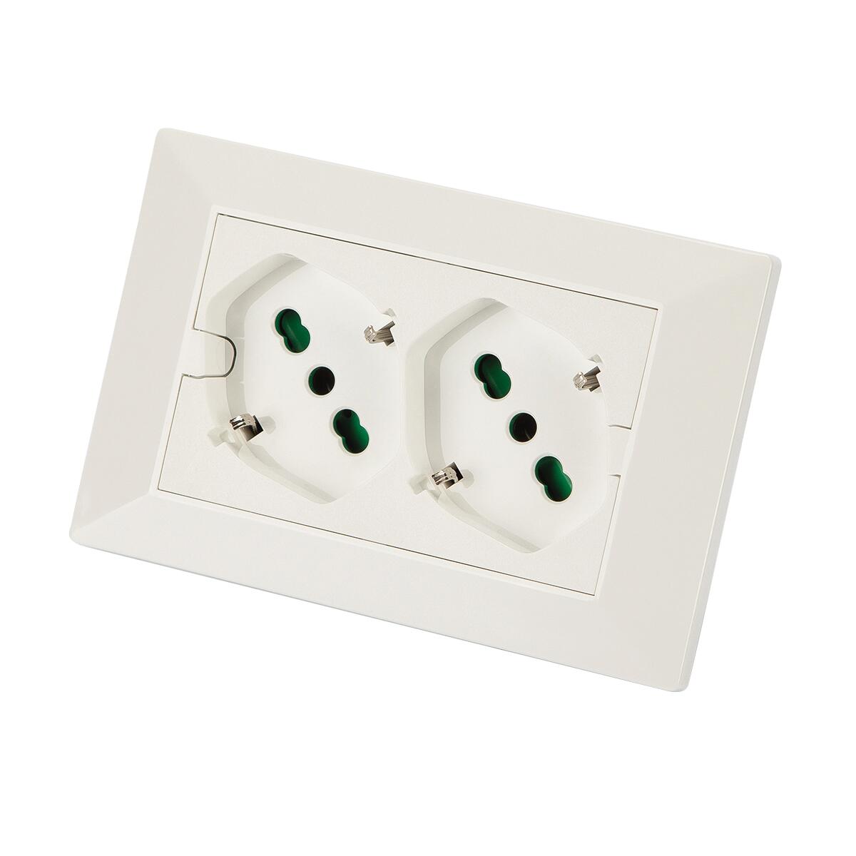 Doppia presa FANTON 16 A bianco lucido | Leroy Merlin