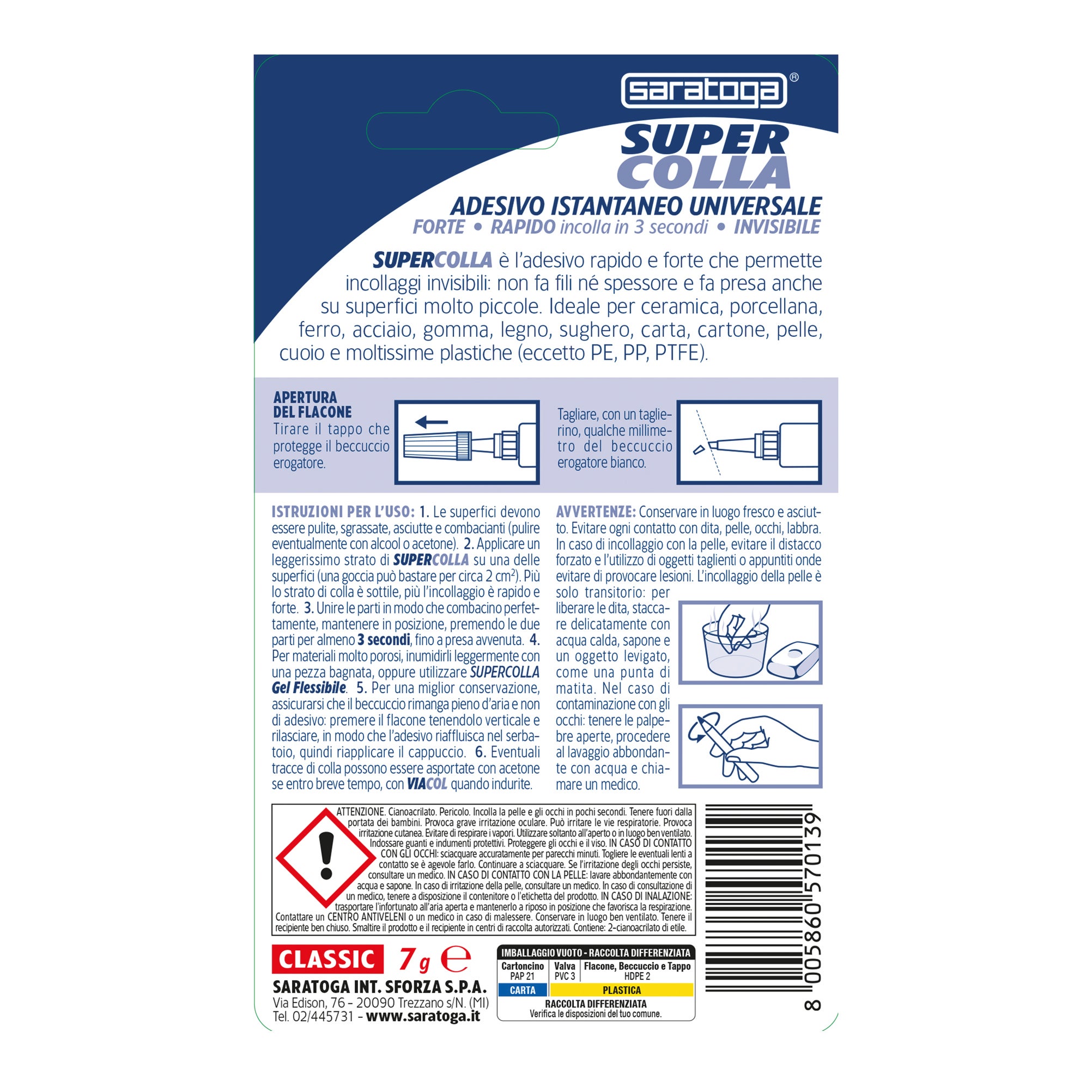 Colla istantanea in cianoacrilato per legno, ceramica, plastica, sughero, cuoio Universale ...