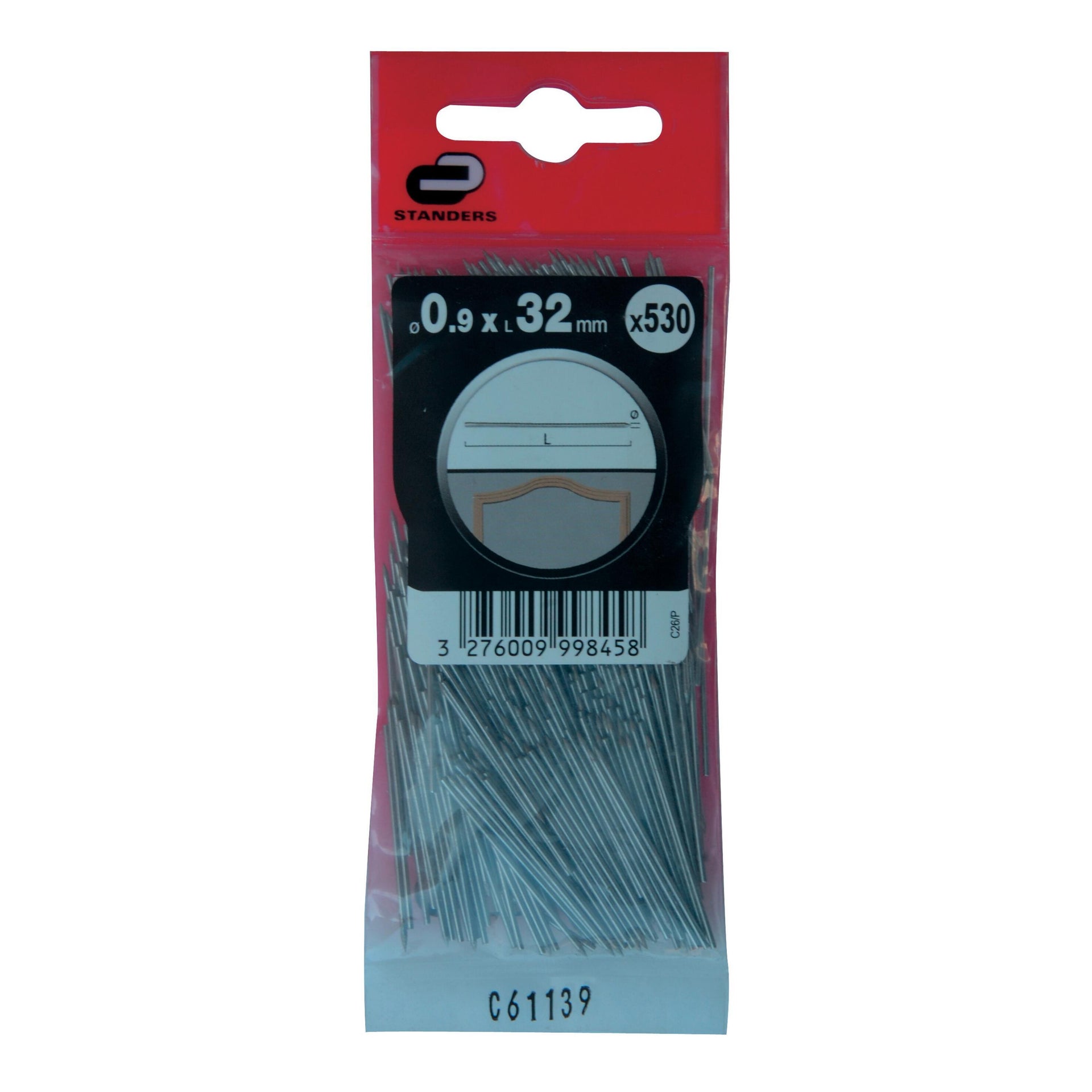 Spillo testa tonda STANDERS acciaio L 32 mm x Ø 0.9 mm, 530 pezzi ...