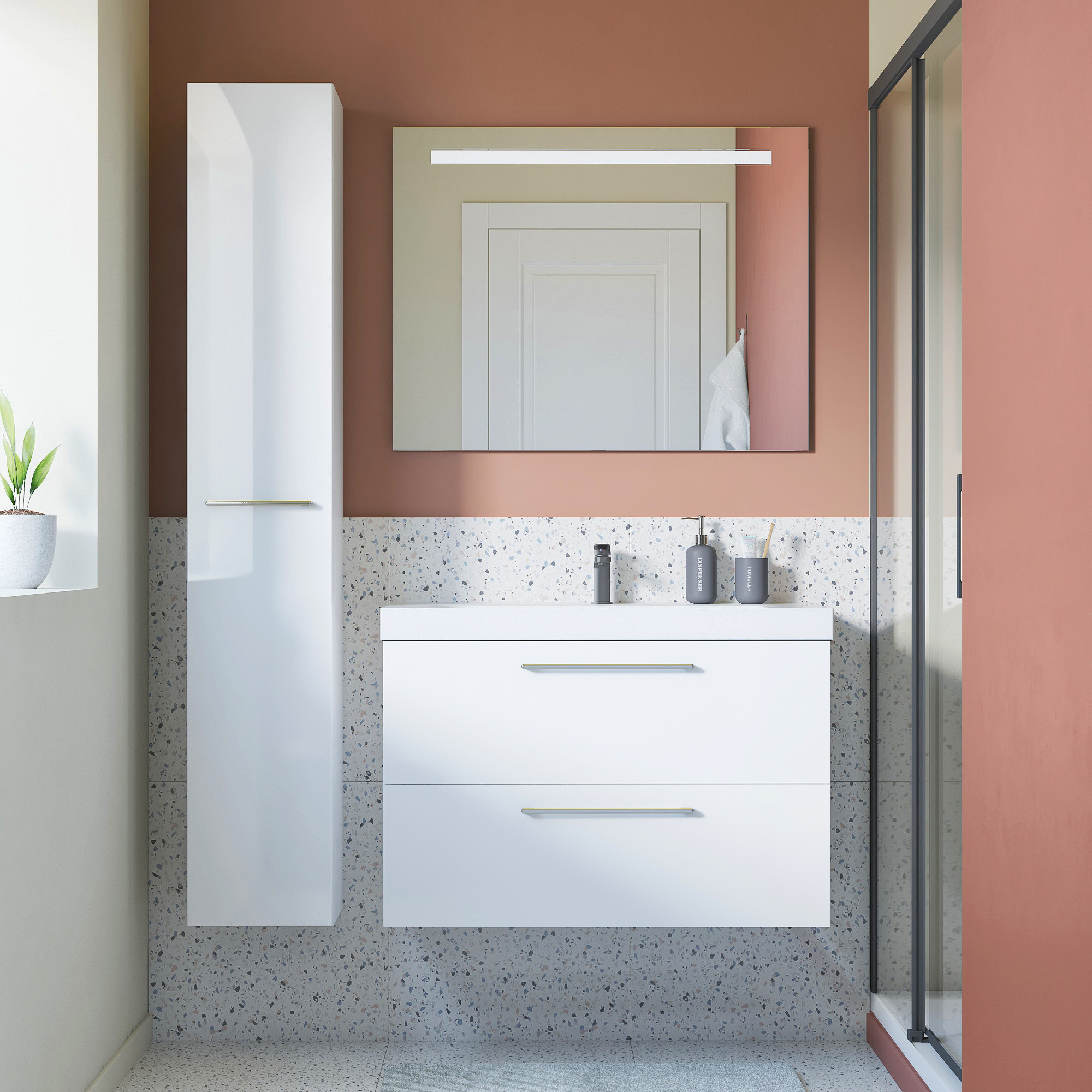 Mobile bagno bianco lucido L 90 cm | Leroy Merlin