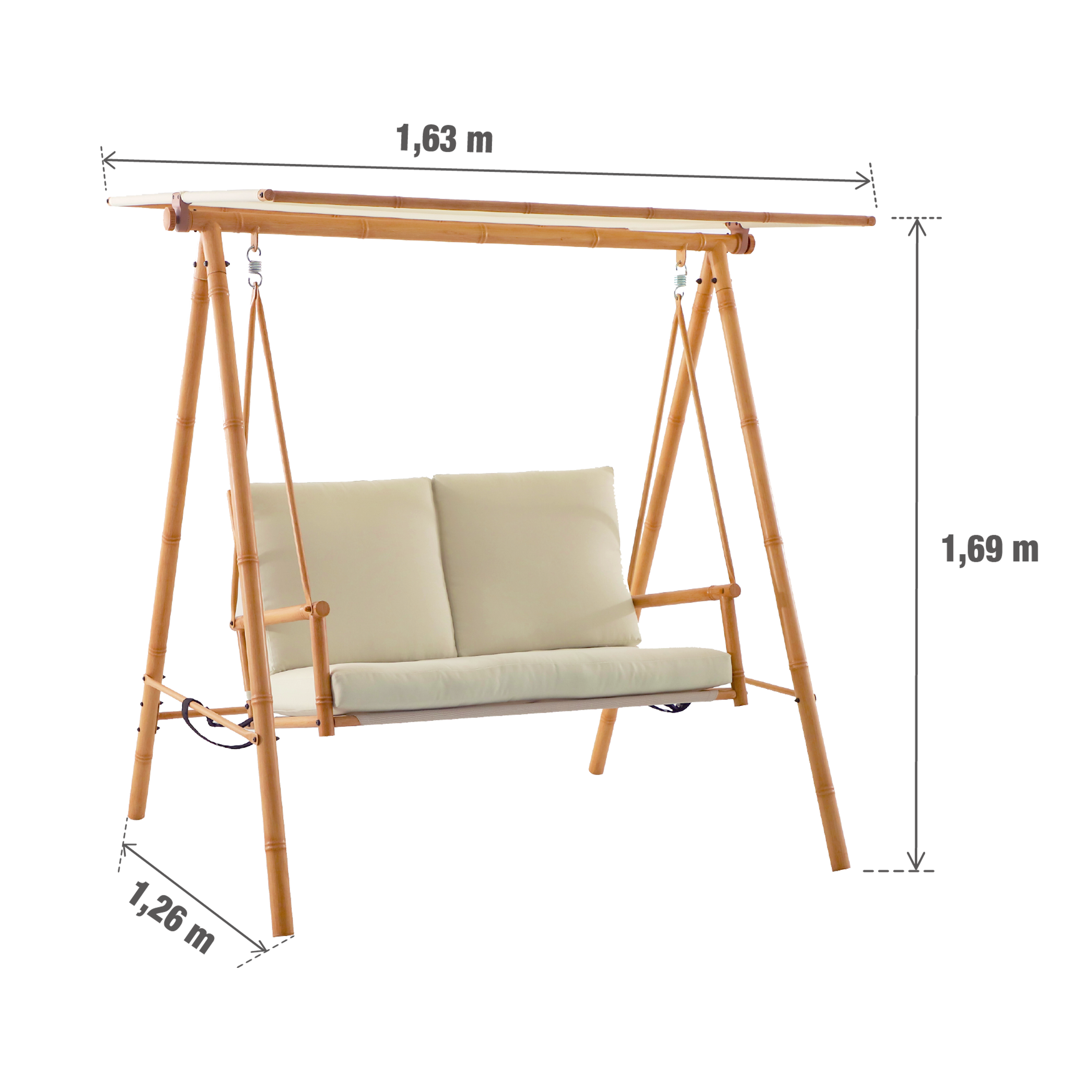 Dondolo 2 posti NATERIAL in acciaio, cuscini in poliestere beige ...