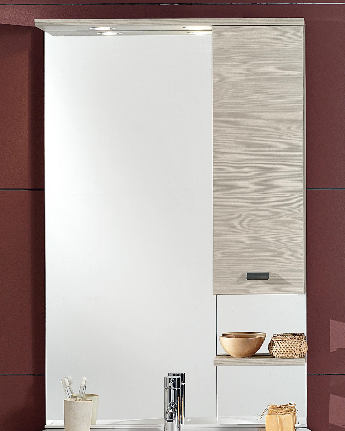 Specchio contenitore con luce Rimini L 70 x P 18.5 x H 108 cm larice ...