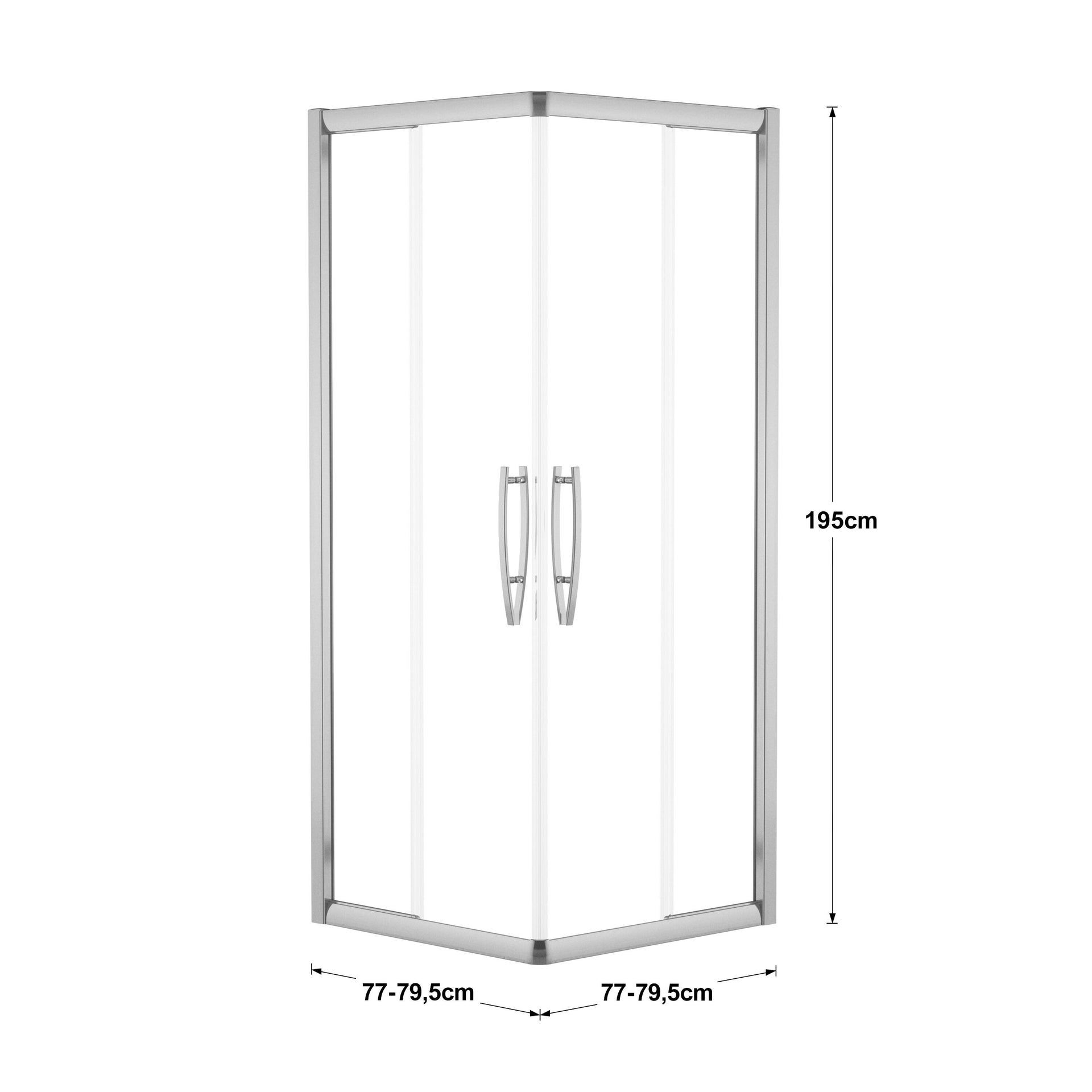 Box doccia quadrato scorrevole Namara 80 x 80 cm, H 195 cm in vetro ...
