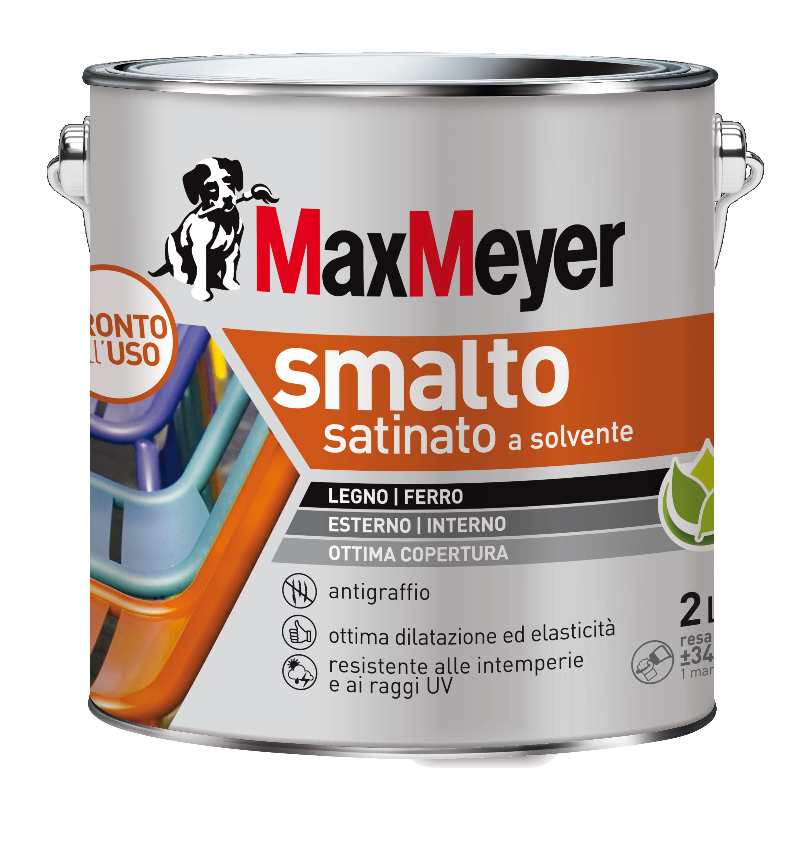 Smalto MAX MEYER base solvente bianco r9010 satinato 2 L | Leroy Merlin