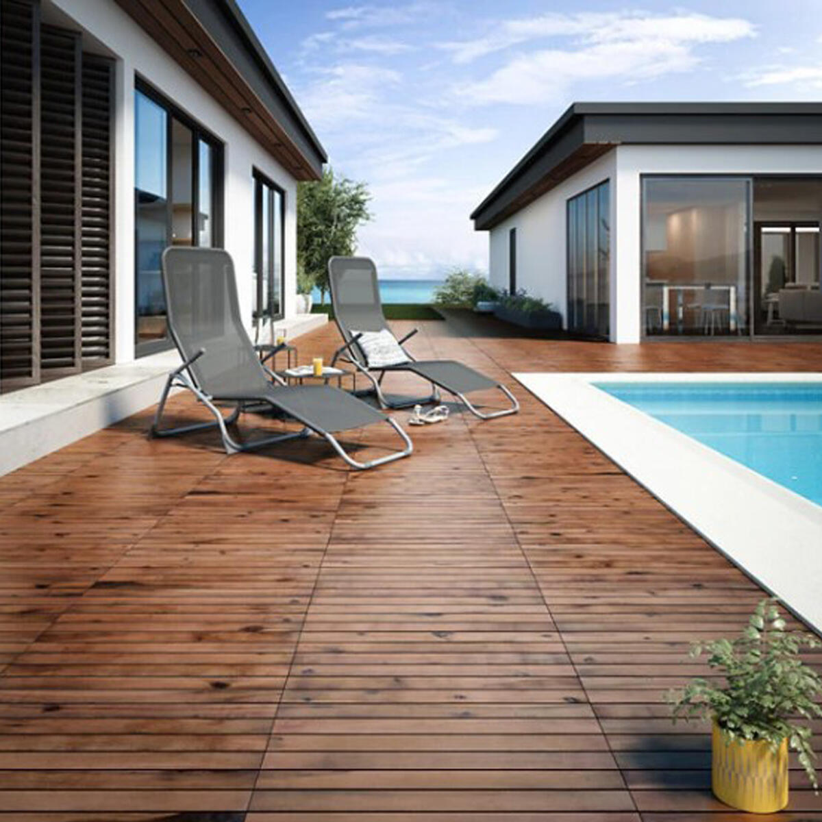 Piastrelle ad incastro ONEK in legno acacia 60 x 30 cm Sp 25 mm ...